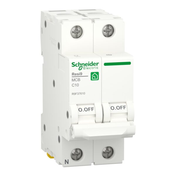 SCHNEIDER INTERRUTTORE MT Resi9 1P+N C 10A 4,5KA 2 MODULI - Tecnoshop